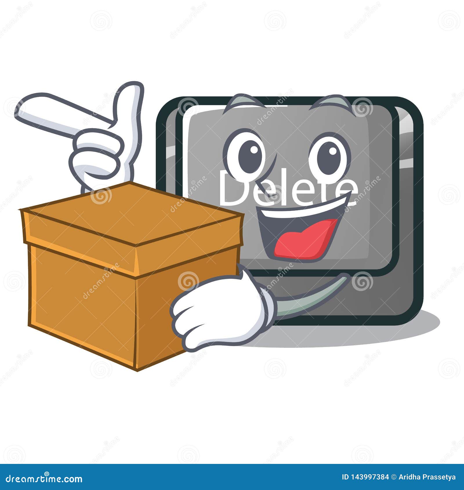 With Box Cartoon Delete Button Located on Keyboard Stock Vector ...
