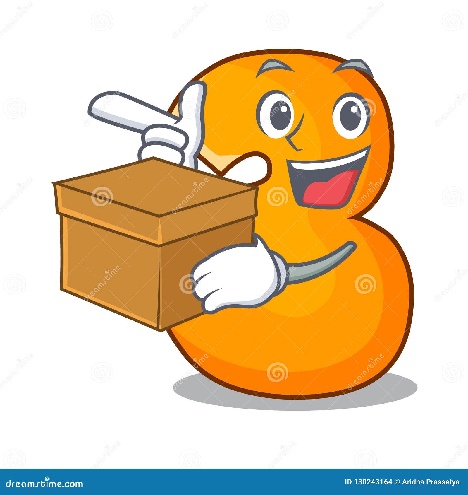 With Box Cartoon Number Three on the Wall Stock Vector - Illustration ...