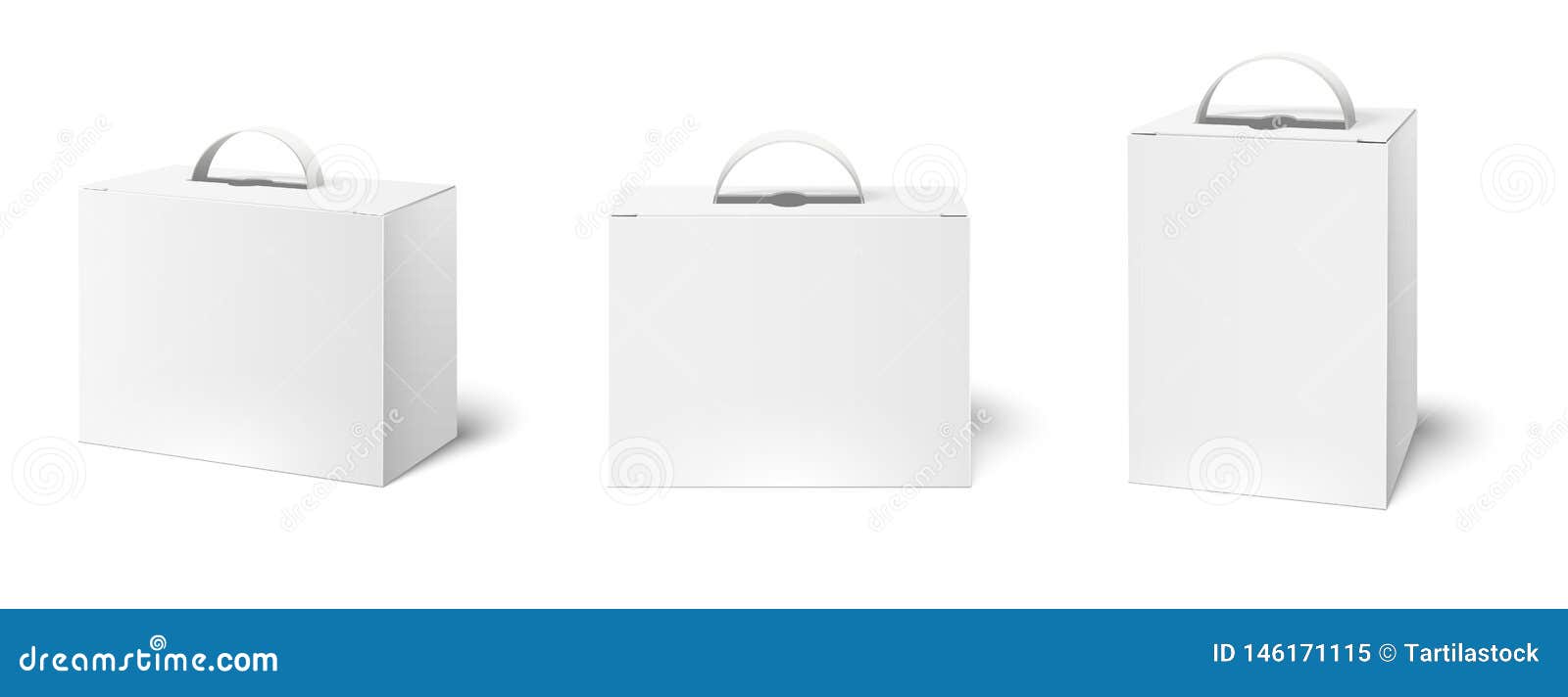 Box Case With Handle. Package Boxes Mockup, Blank White Packaging ...