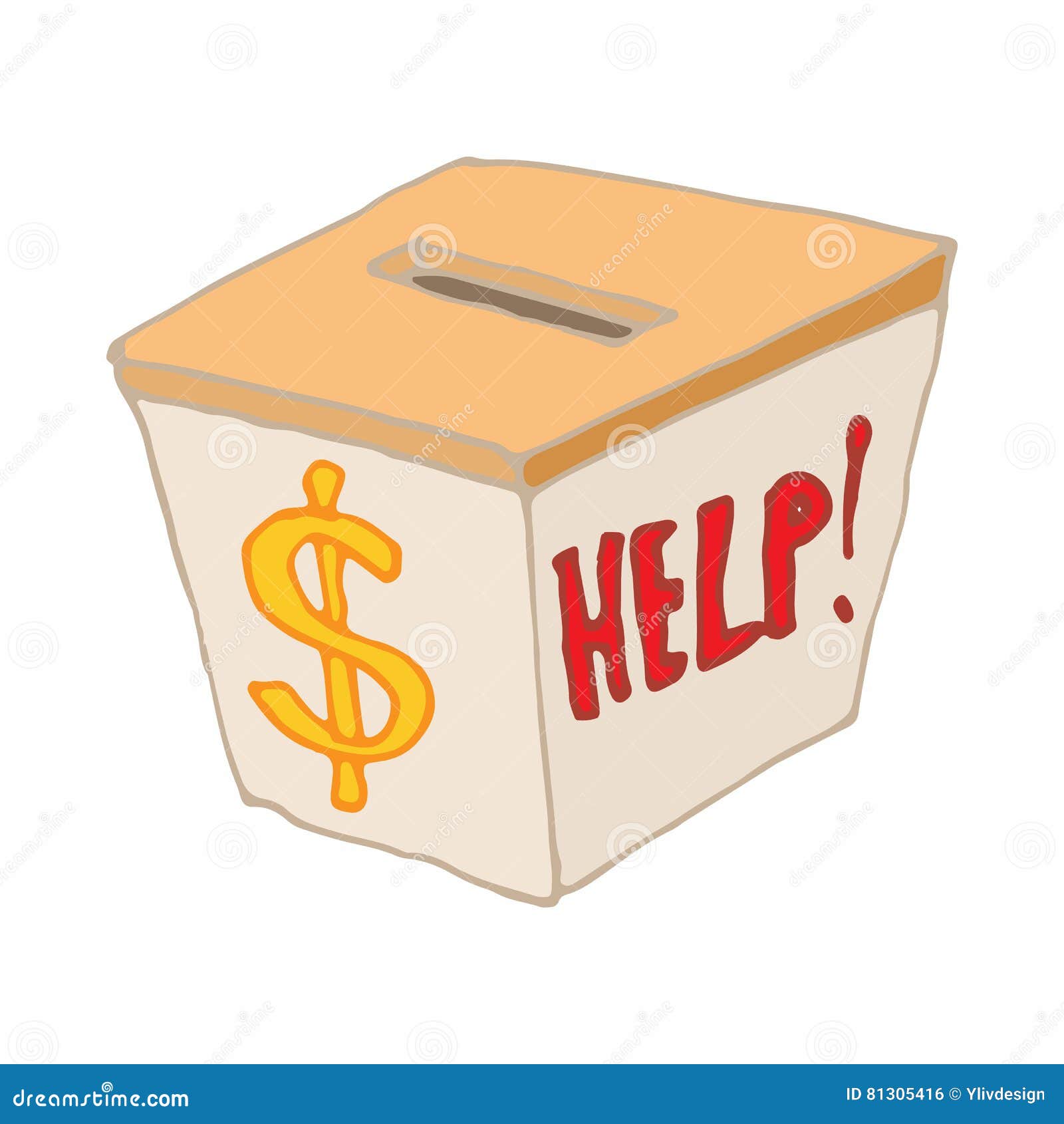 Box with Cash Donations Icon, Cartoon Style Stock Vector - Illustration ...