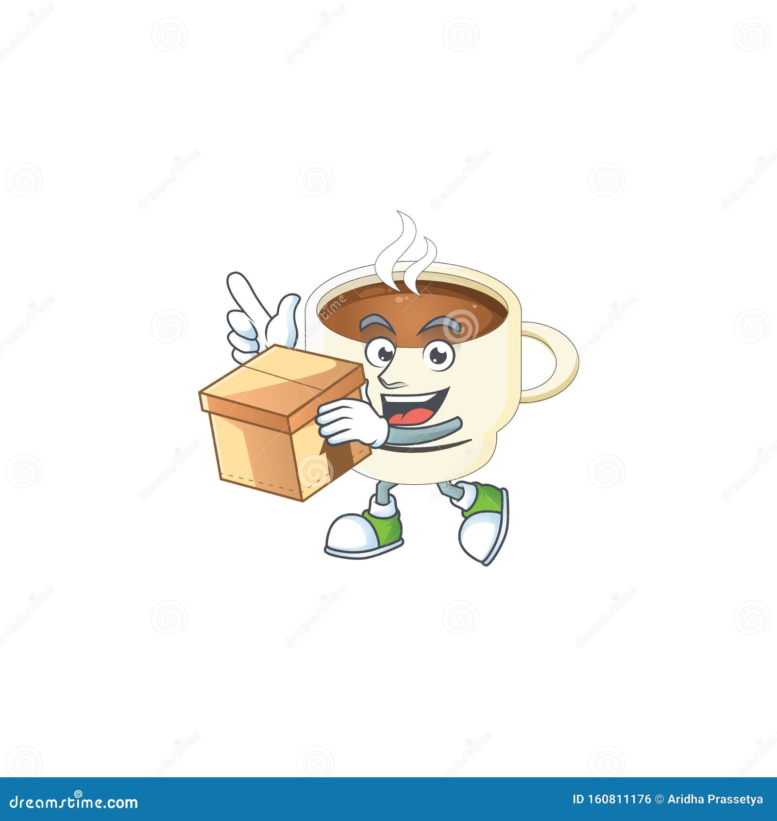 With Box Character Cup Coffee in Cartoon Mascot Stock Vector ...