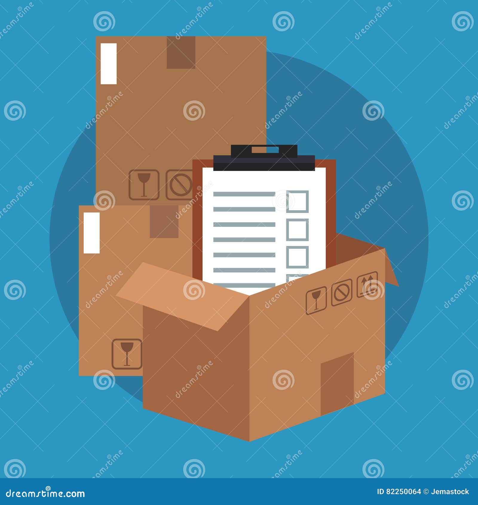Box and Checklist of Delivery Concept Design Stock Vector ...