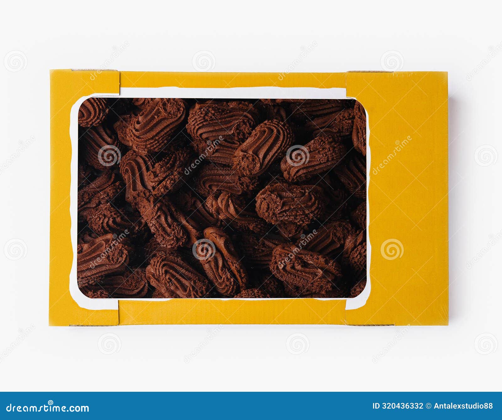 Box of Chocolate Cookies on White Background Stock Photo - Image of ...