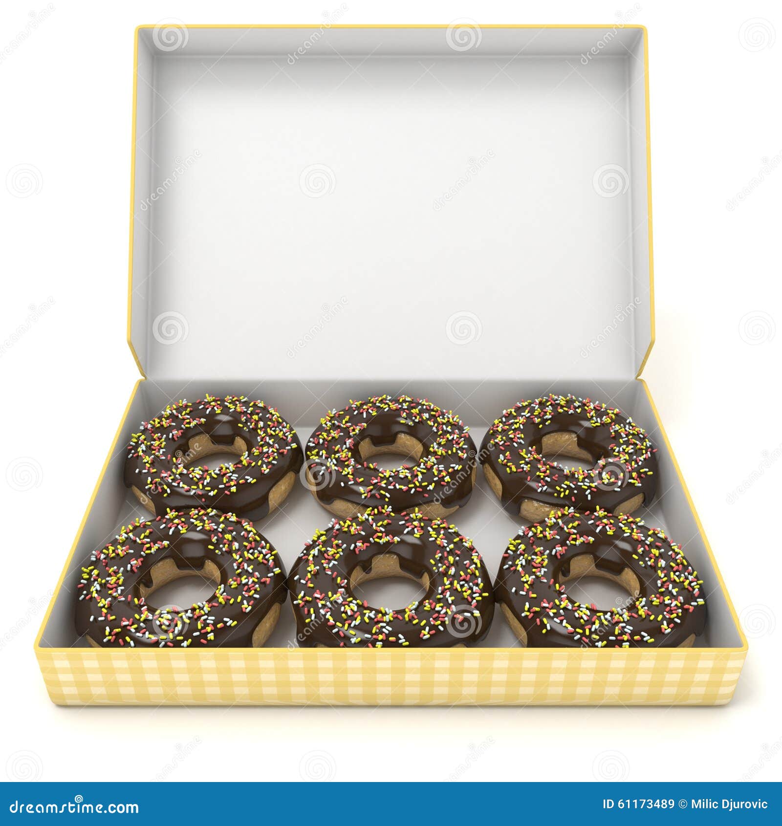 Box of Chocolate Donuts. Front View Stock Illustration - Illustration ...