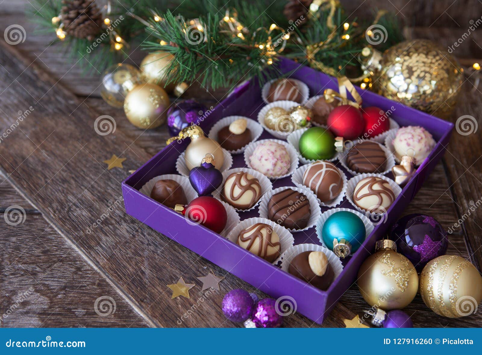 Box of Chocolates for Christmas Stock Photo - Image of happy, bright ...