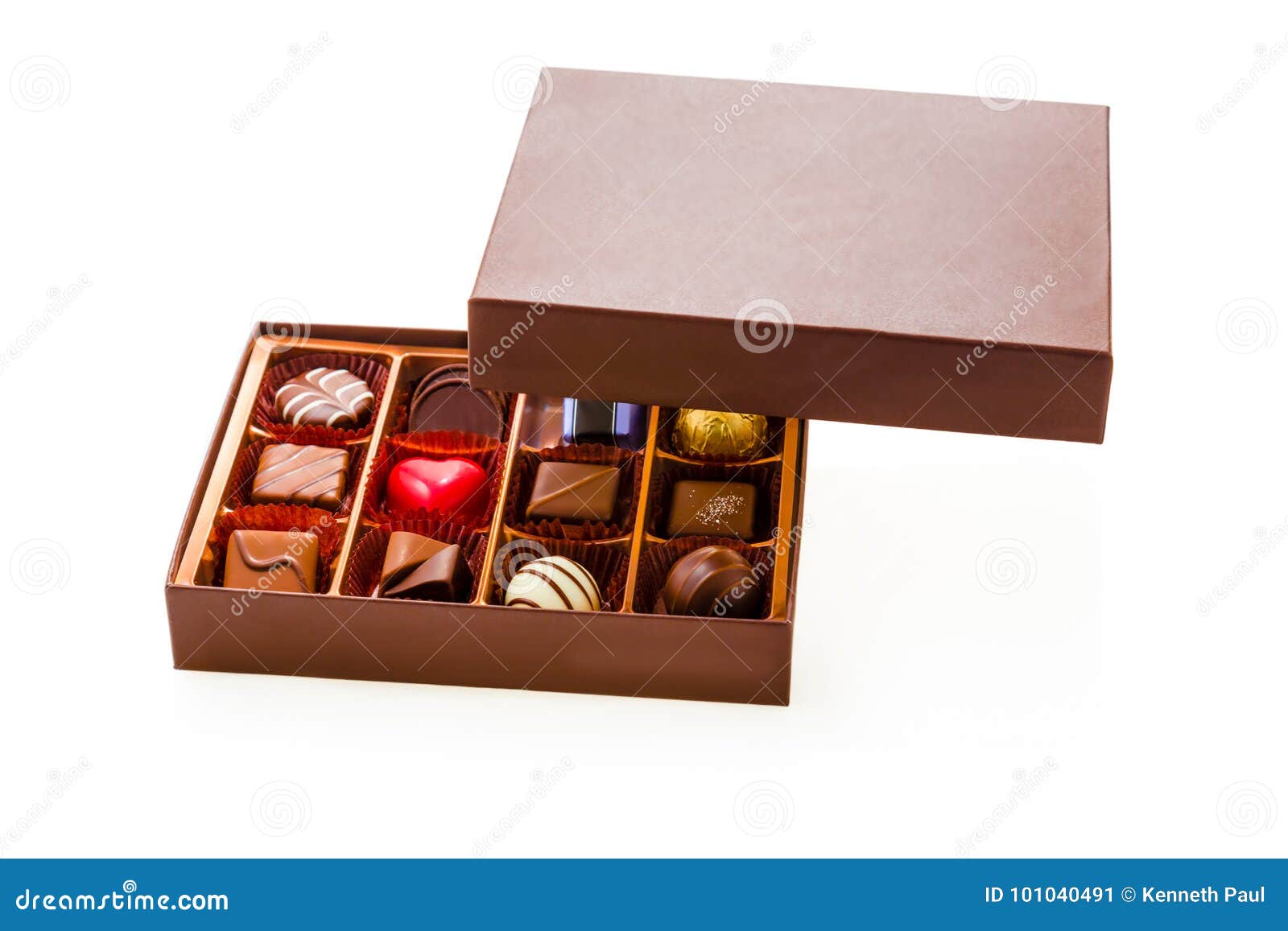 Box of Chocolates with Floating Lid Stock Image - Image of cocoa ...
