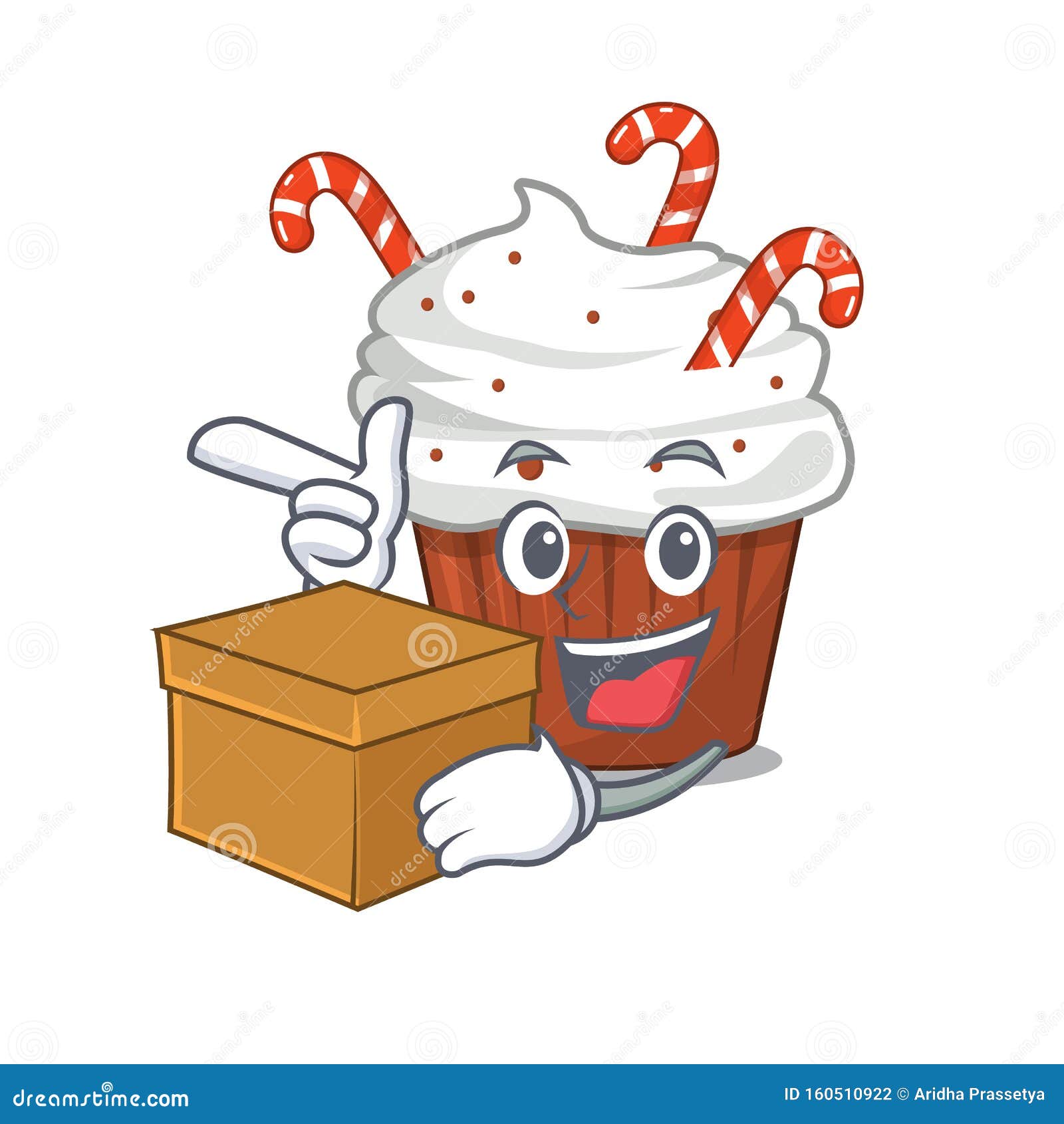 With Box Christmas Cupcake Served on Cartoon Plate Stock Vector ...