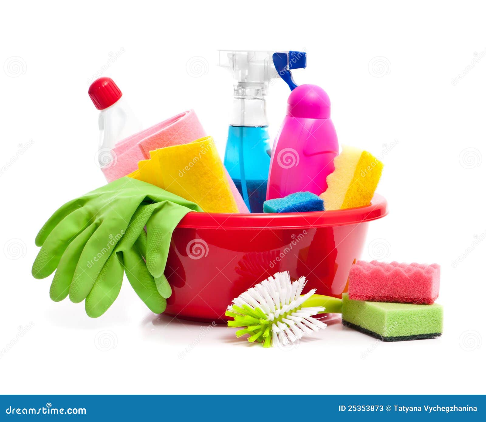 Box of cleaning supplies stock image. Image of bucket - 25353873