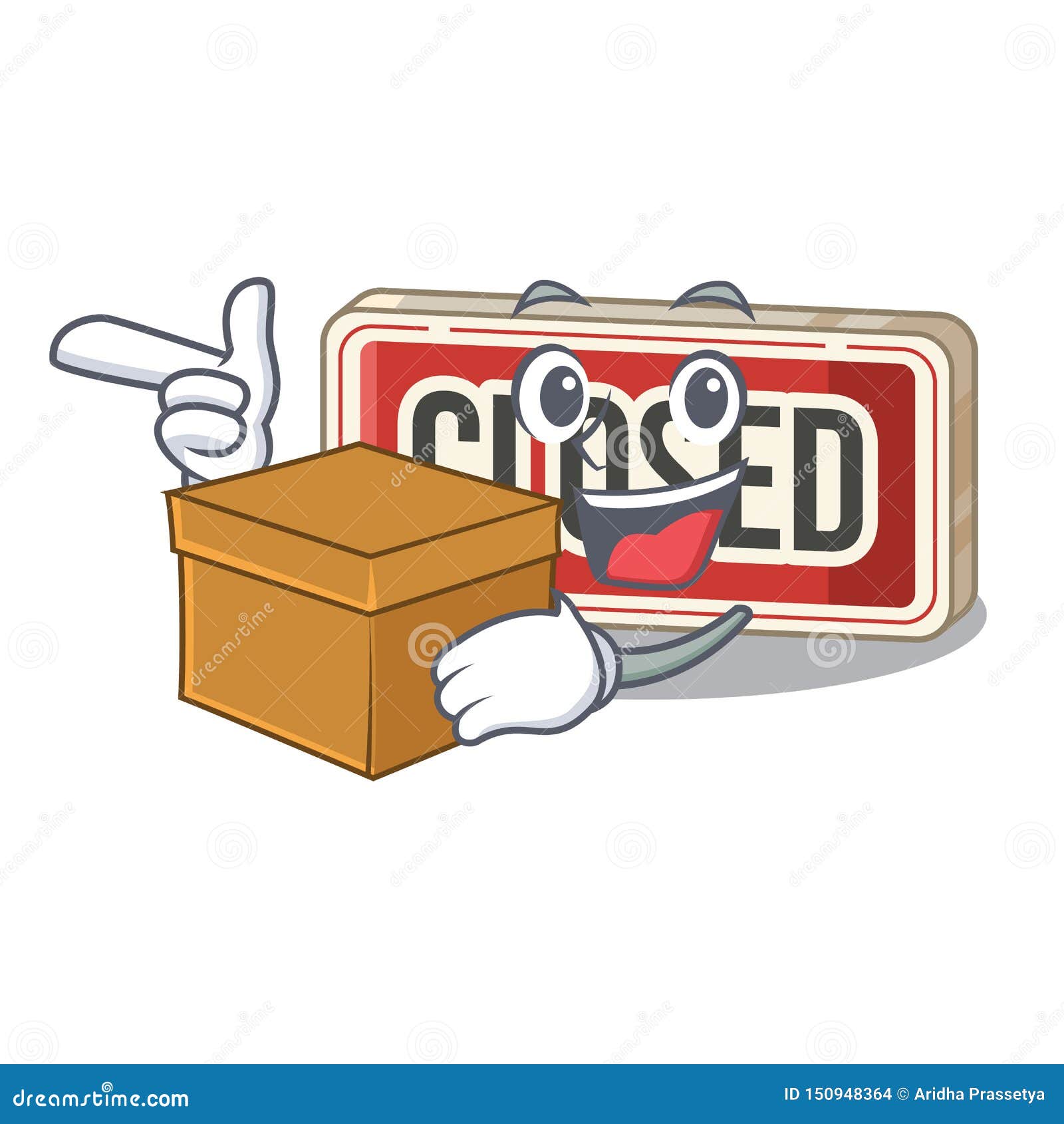 With Box Closed Sign in the Character Shape Stock Vector - Illustration ...