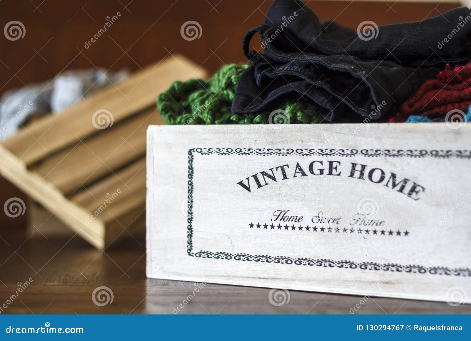 Wooden Box with clothes stock image. Image of give, closeup - 130294767