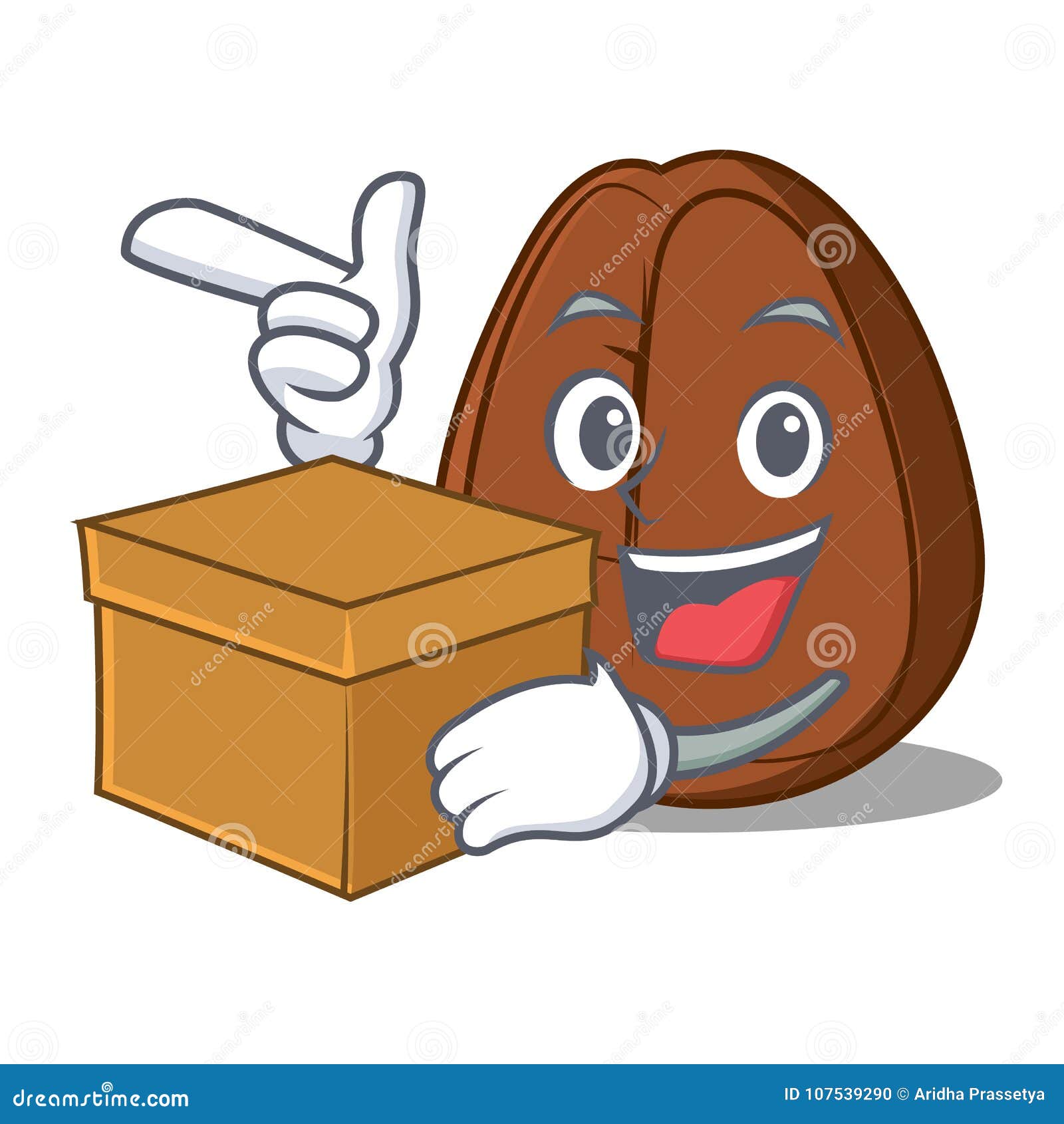 With Box Coffee Bean Character Cartoon Stock Vector - Illustration of ...