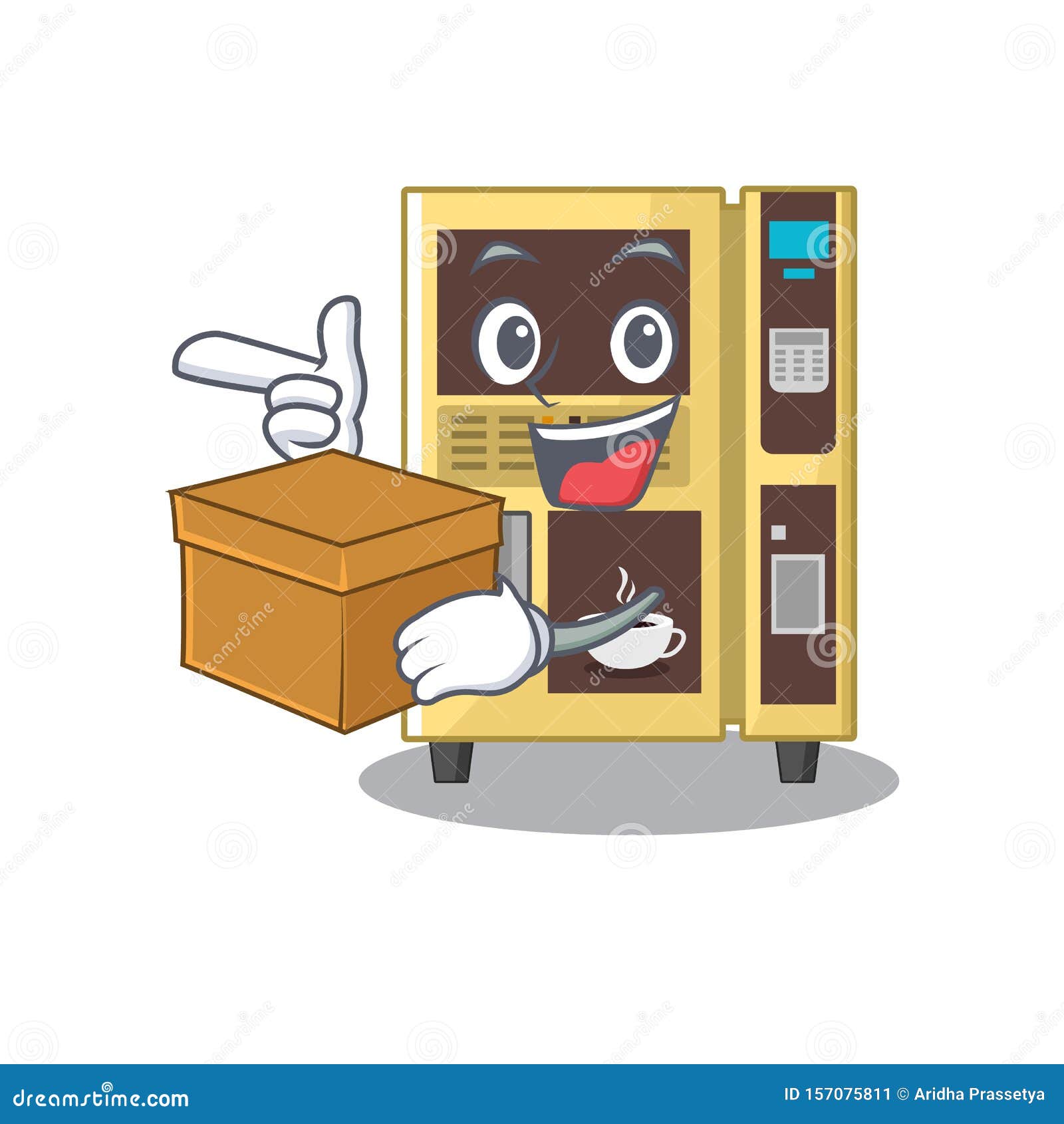 With Box Coffee Vending Machine with Cartoon Shape Stock Vector ...