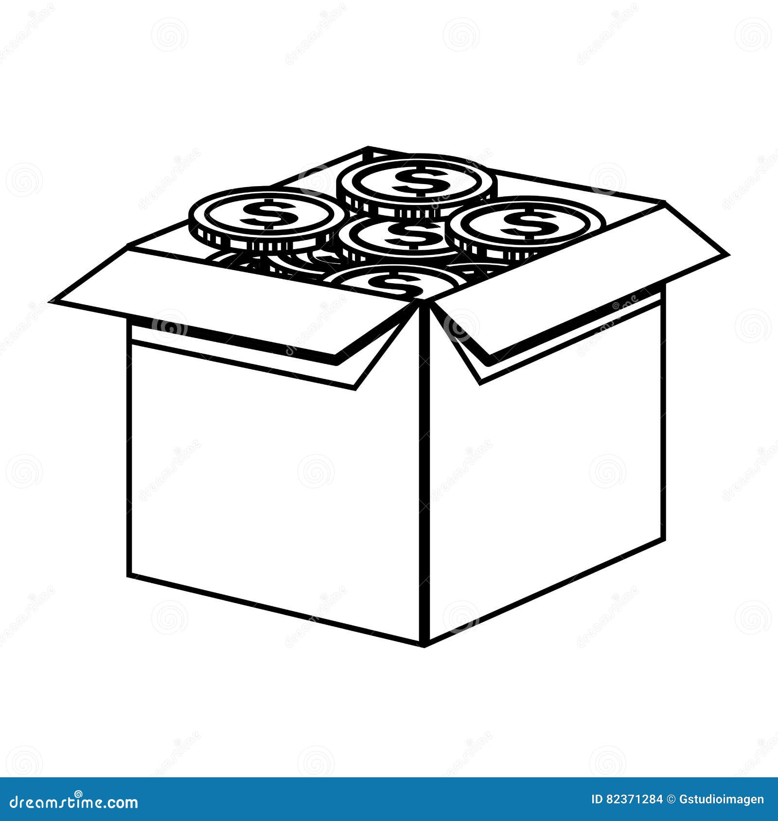 Box with coins icon stock illustration. Illustration of coin - 82371284