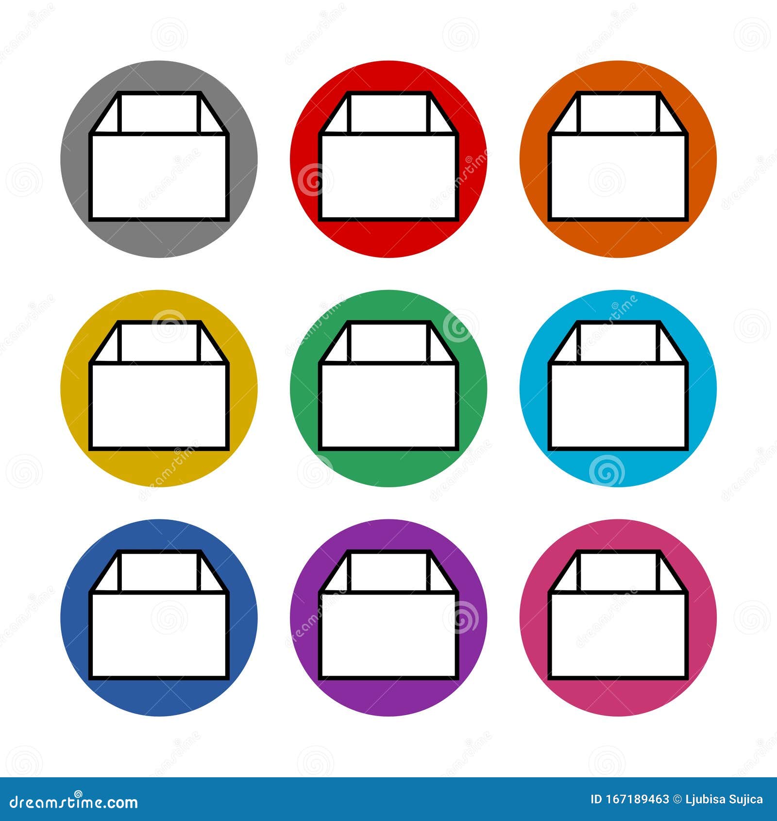 Box Color Icon Set Isolated on White Background Stock Vector ...