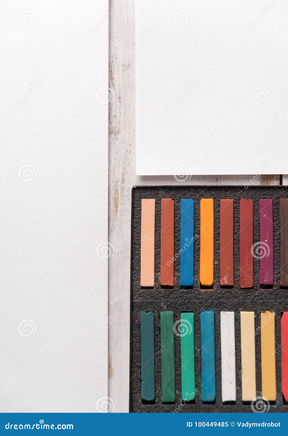 Box with Colorful Pastel Paint on White Paper Stock Image - Image of ...