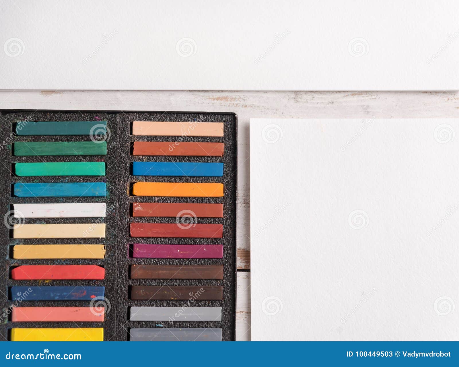 Box with Colorful Pastel Paint on White Paper Stock Image - Image of ...