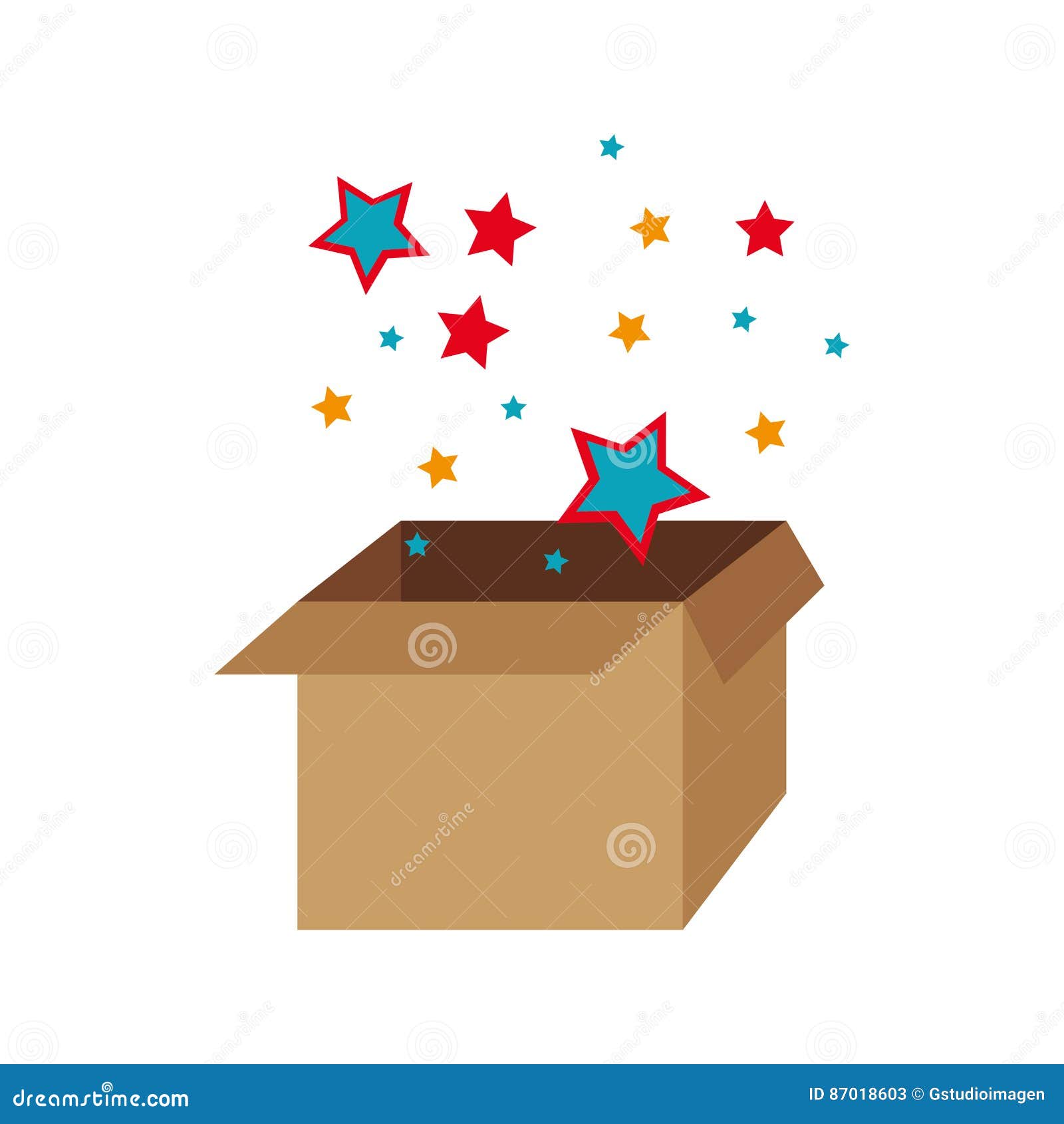 Box with Colors Stars Decorative Icon Stock Vector - Illustration of ...