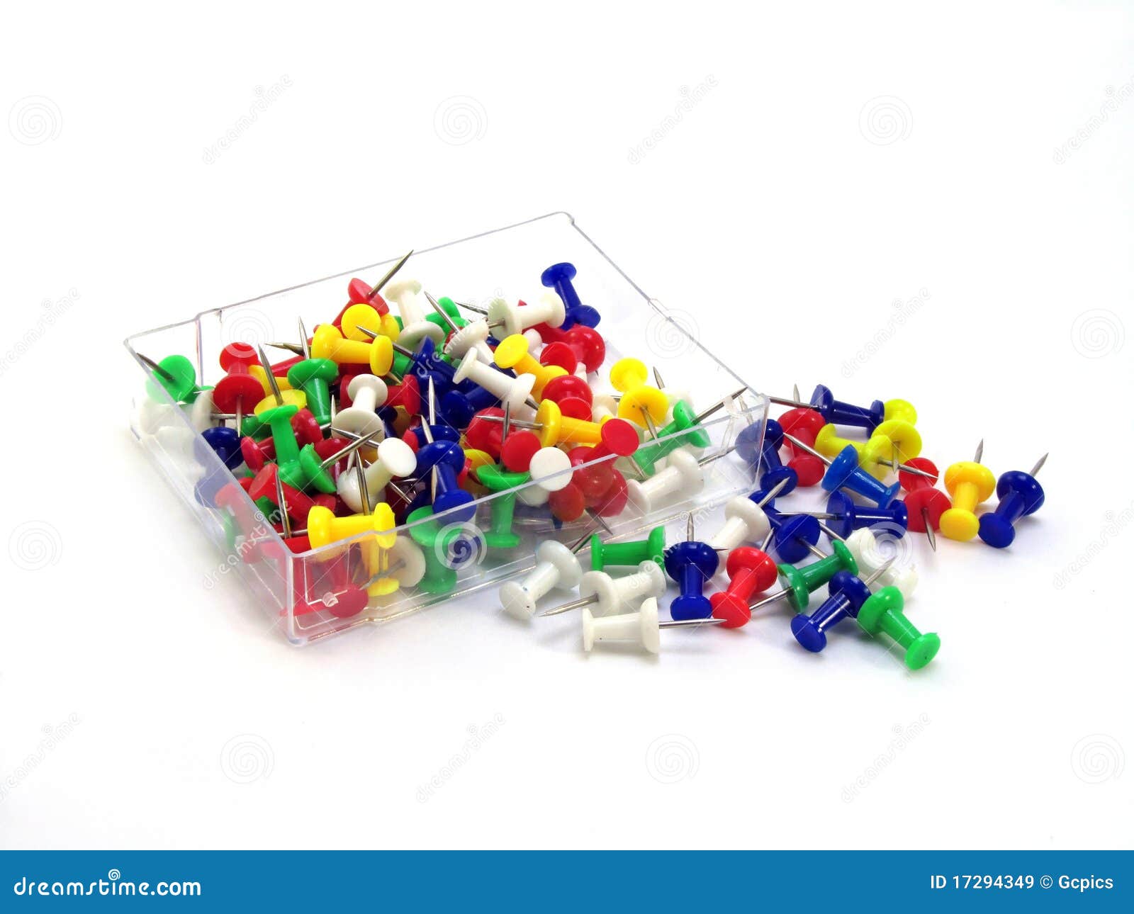 A box of coloured pin stock image. Image of pile, white - 17294349