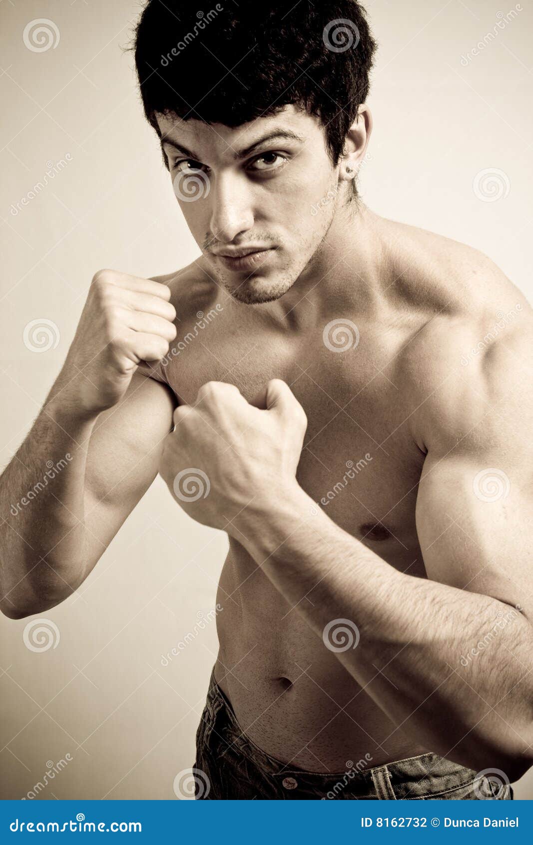 Box Concept - Retro Muscular Man Fighter Stock Photo - Image of macho ...