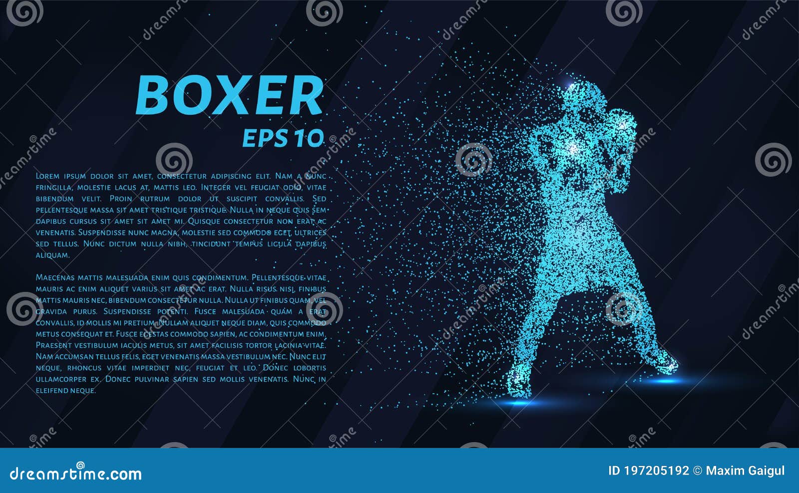 Boxer Dots Silhouette, Boxing Fighter Banner Vector | CartoonDealer.com ...