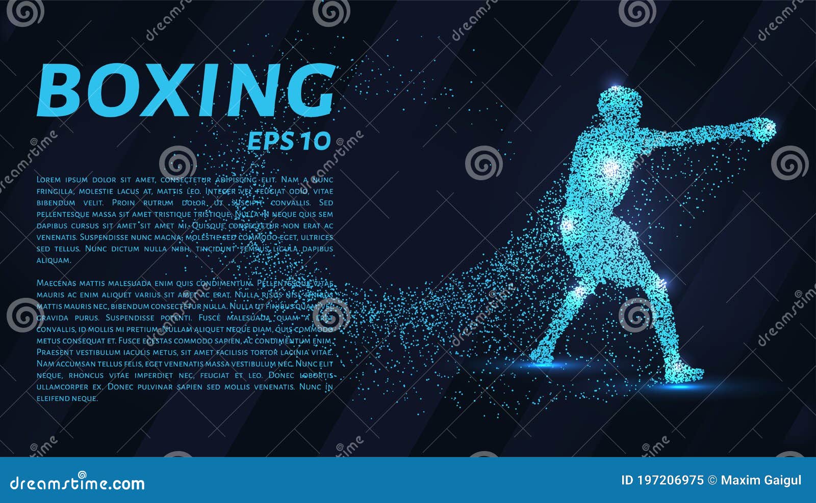 Boxer Dots Silhouette, Boxing Fighter Banner Vector | CartoonDealer.com ...