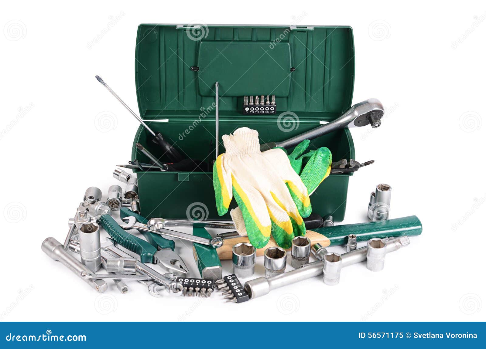 Box with Construction Tools Isolated Stock Image - Image of metal ...