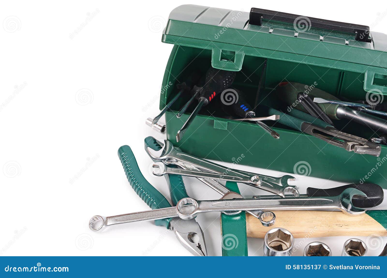 Box with Construction Tools Isolated Stock Image - Image of hammer ...