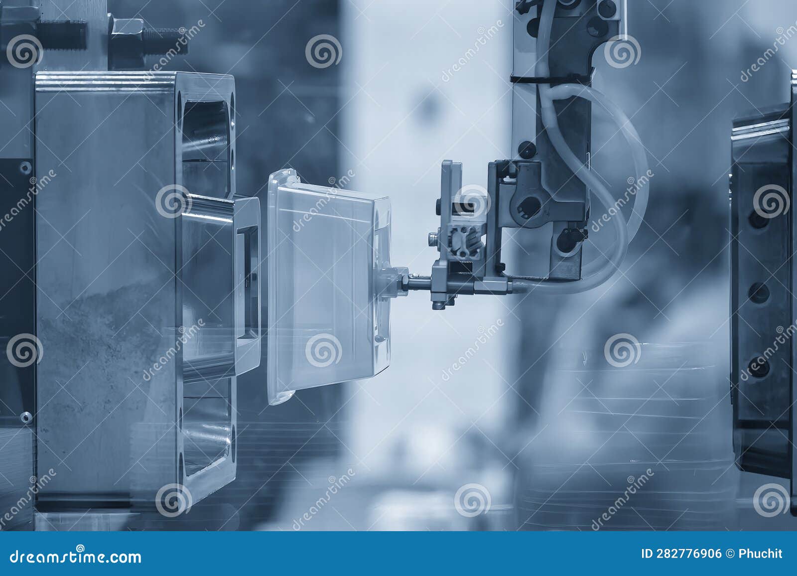 The Box Container Part Gripping by Vacuum Robotic System from Injection ...