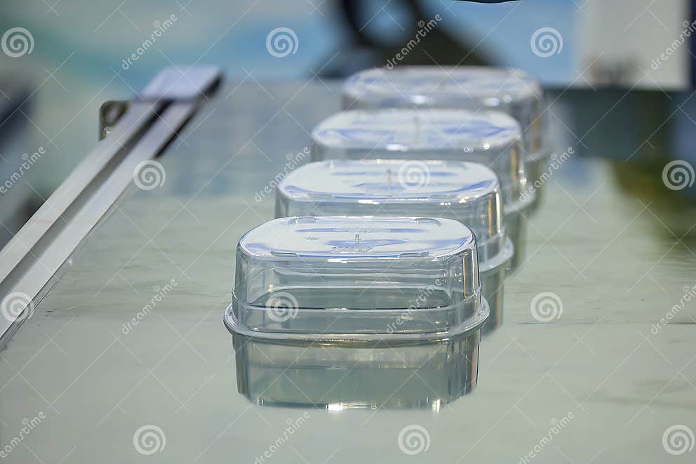 The Box Container Part Manufacturing Process by Injection Machine Stock ...