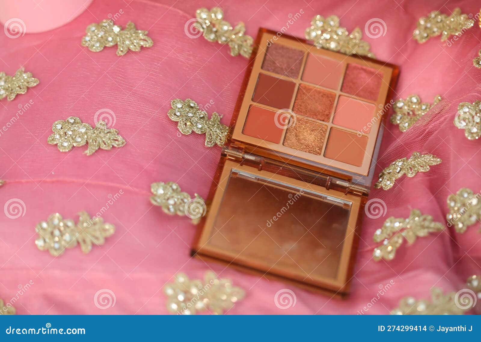Eye Shadow Box in a Pink Fabric Stock Photo - Image of food, shiny ...