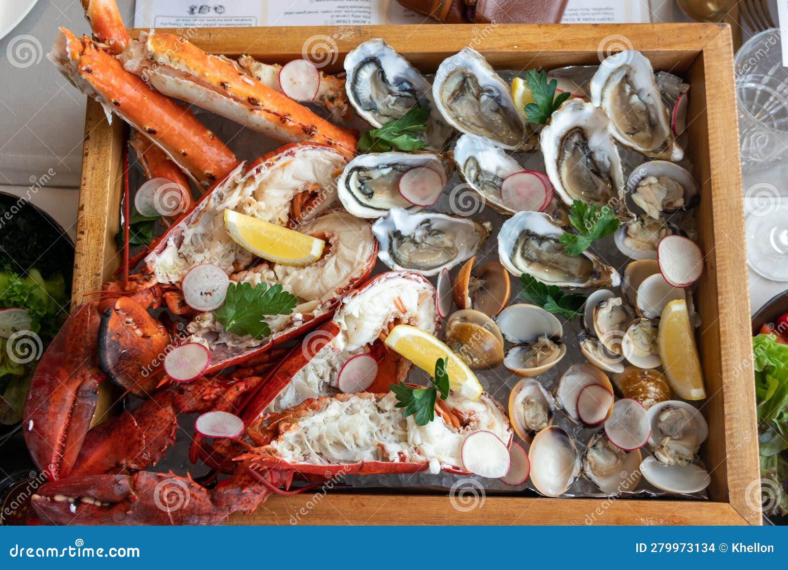Box of cooked seafood stock photo. Image of prawns, food - 279973134