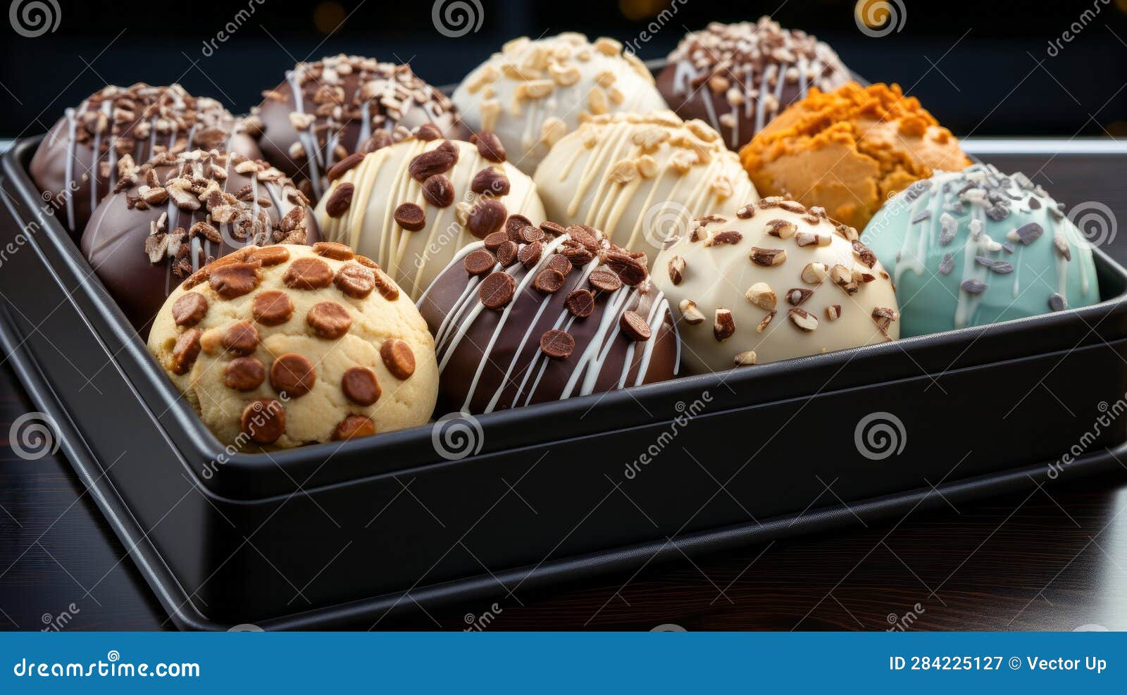 A Box of Cookies with Different Designs. Generative AI. Stock ...