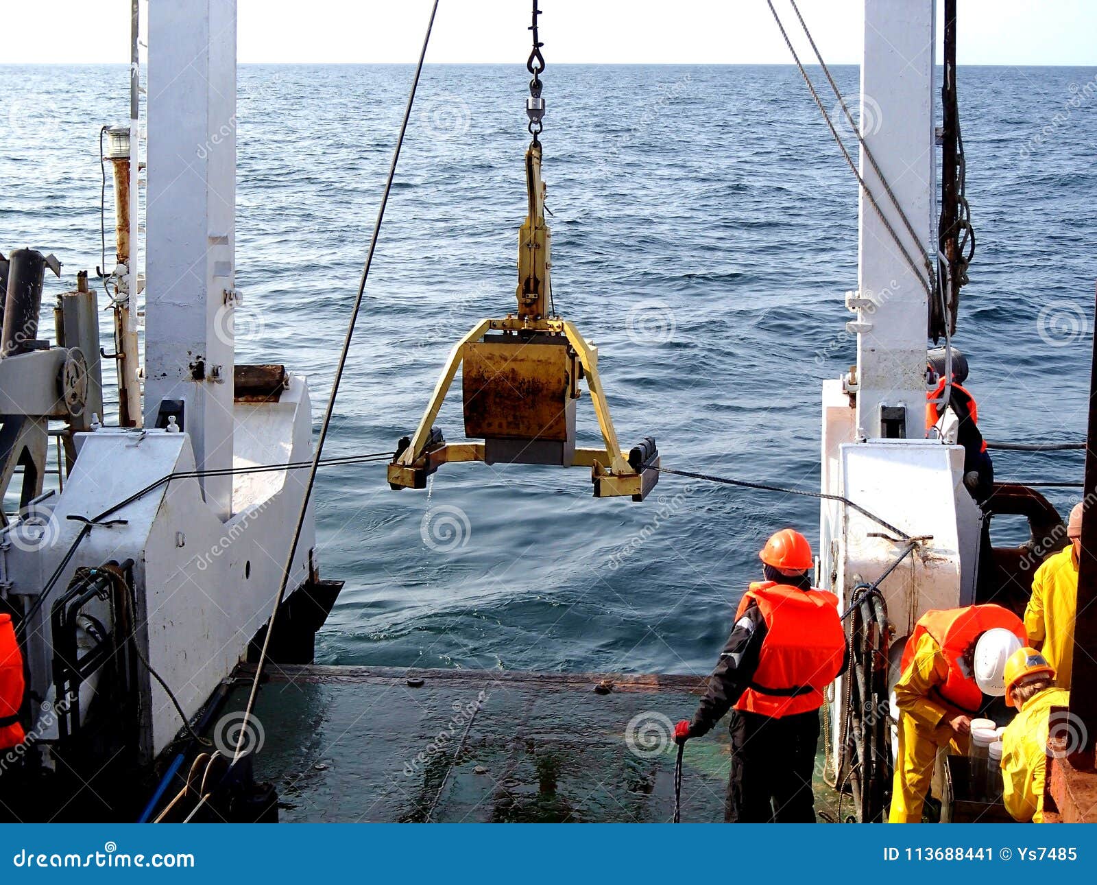 The Sea of Okhotsk / Russia - July 18 2015: the Box Core Deployment ...