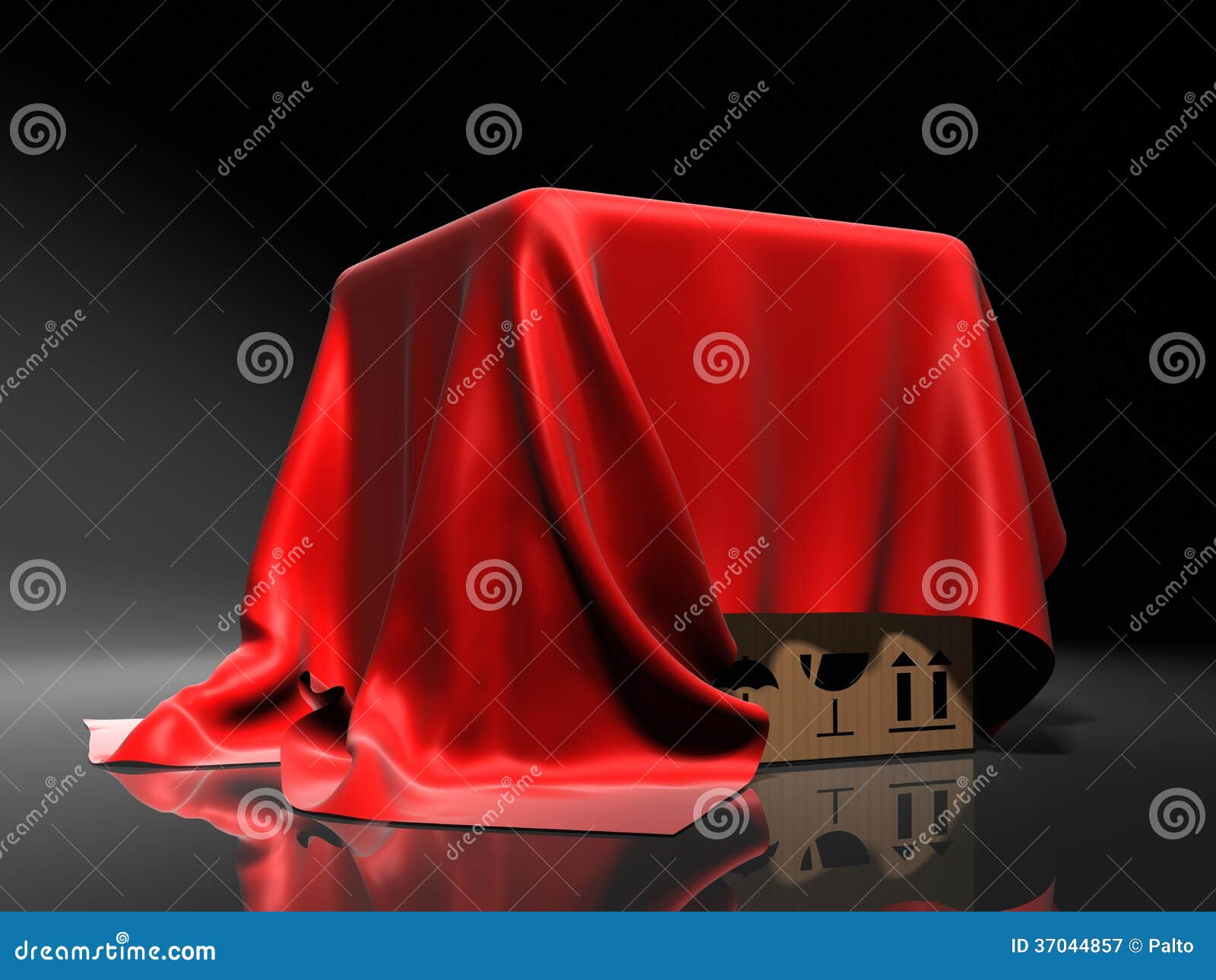 Box Covered from Above a Red Silk Cloth Stock Illustration ...