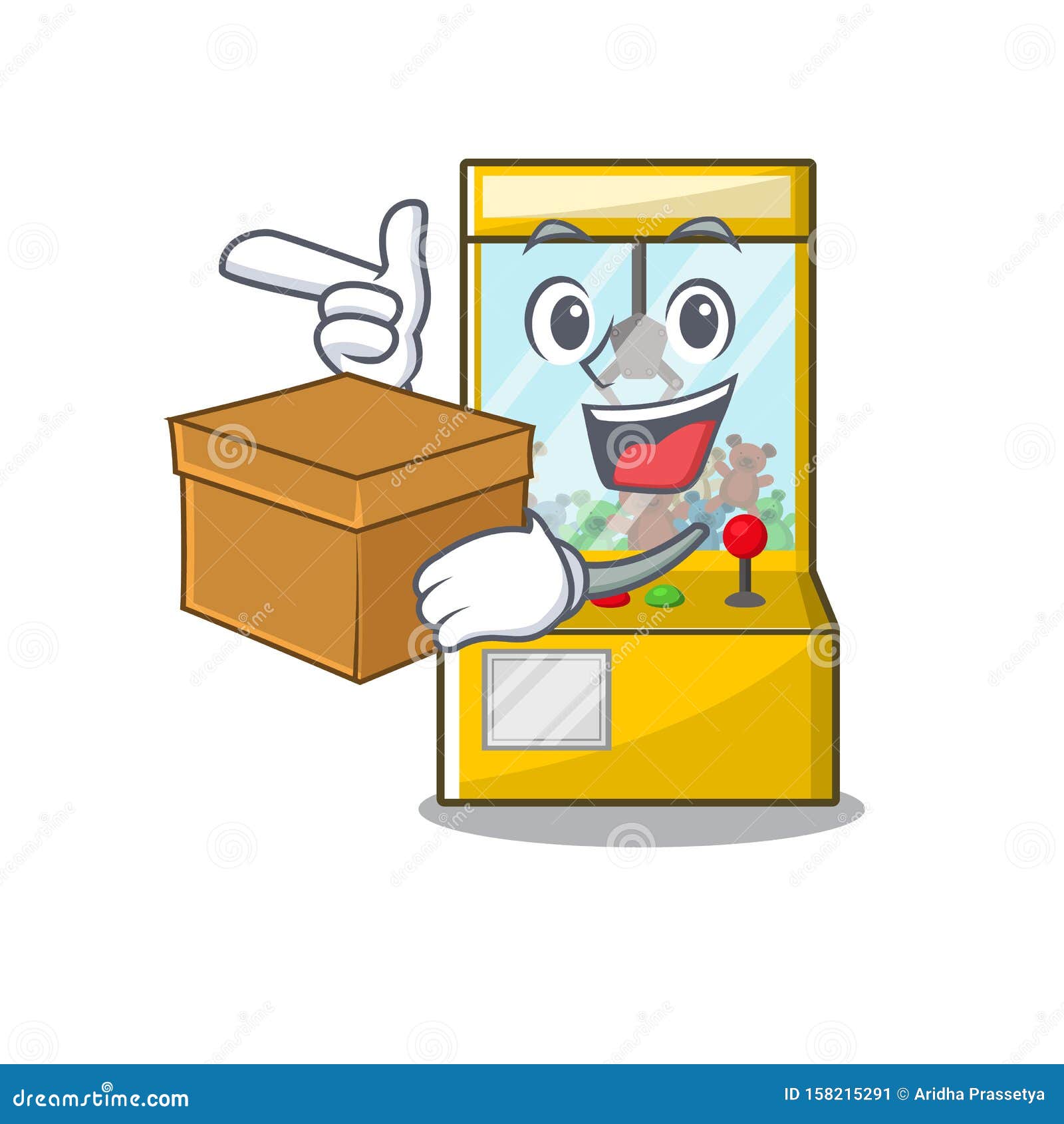 With Box Crane Game Cartoon Shape on Character Stock Vector ...