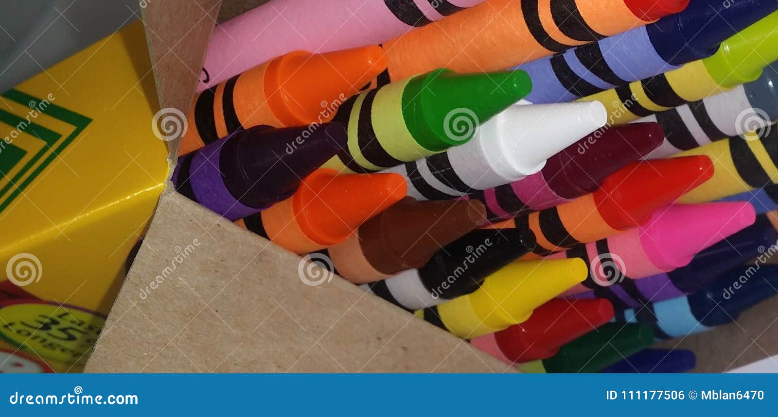 Box of Crayons stock photo. Image of childhood, yellow - 111177506
