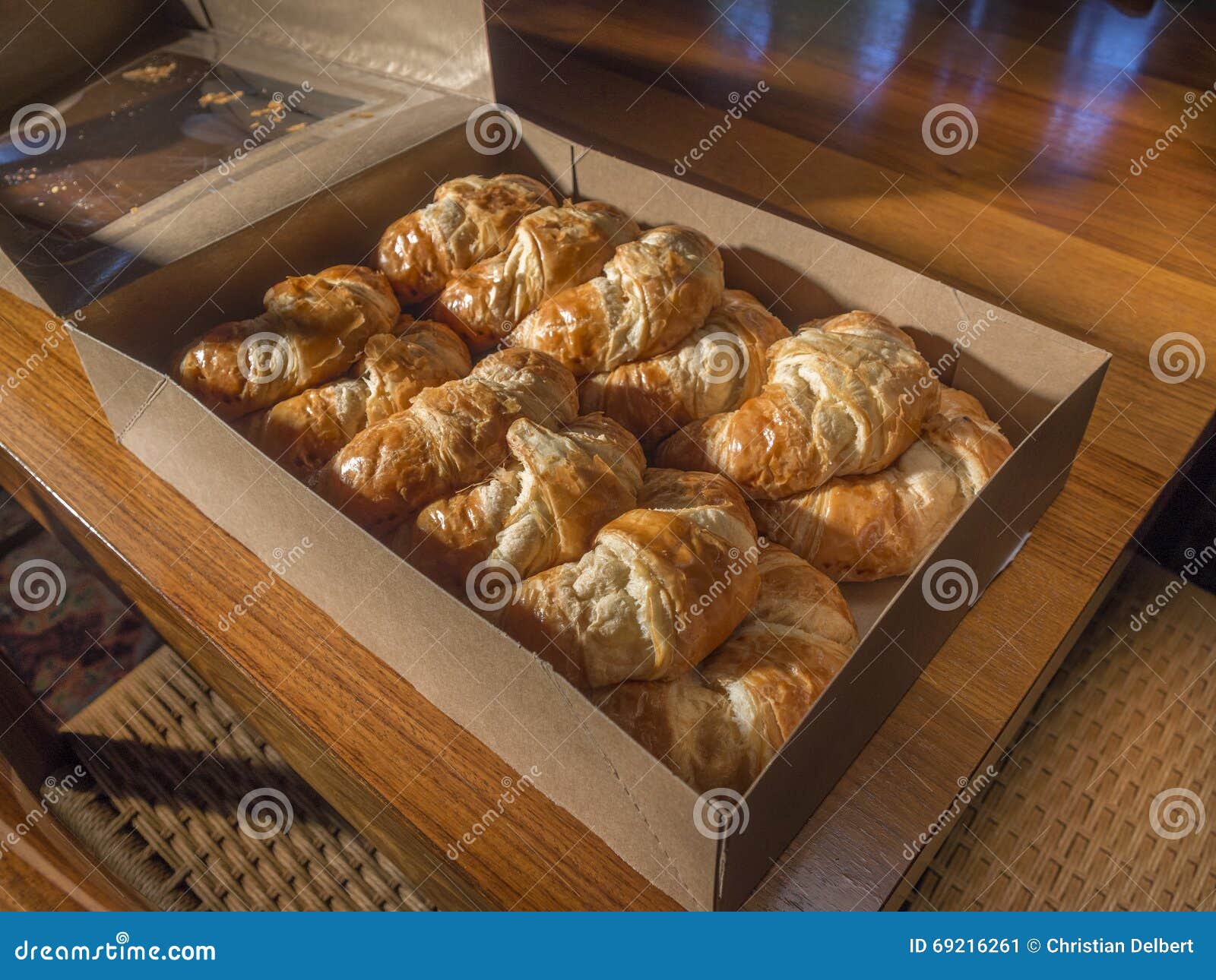 Box of croissants stock image. Image of dessert, fresh - 69216261