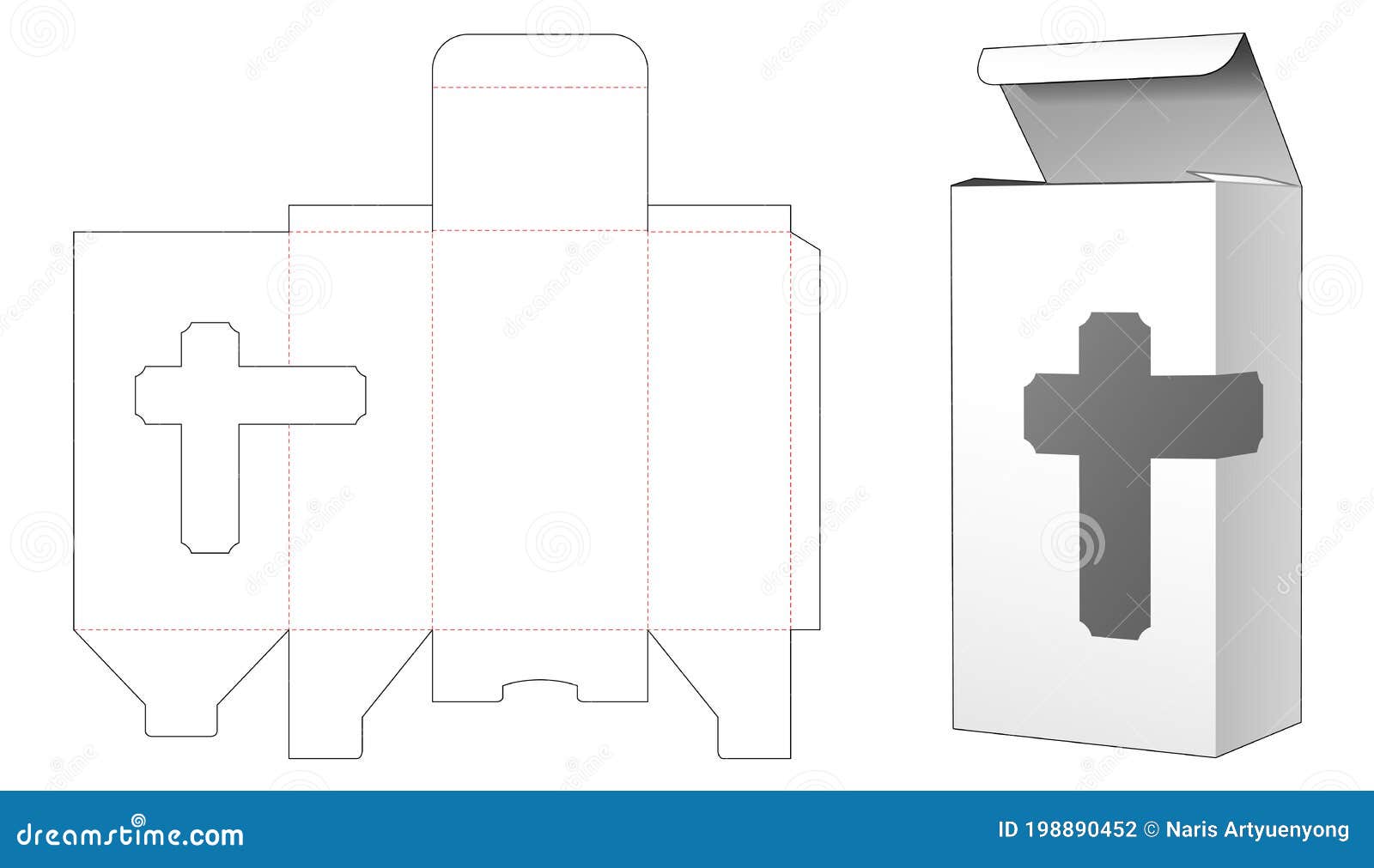 Box with Cross Window Die Cut Template Stock Vector - Illustration of ...