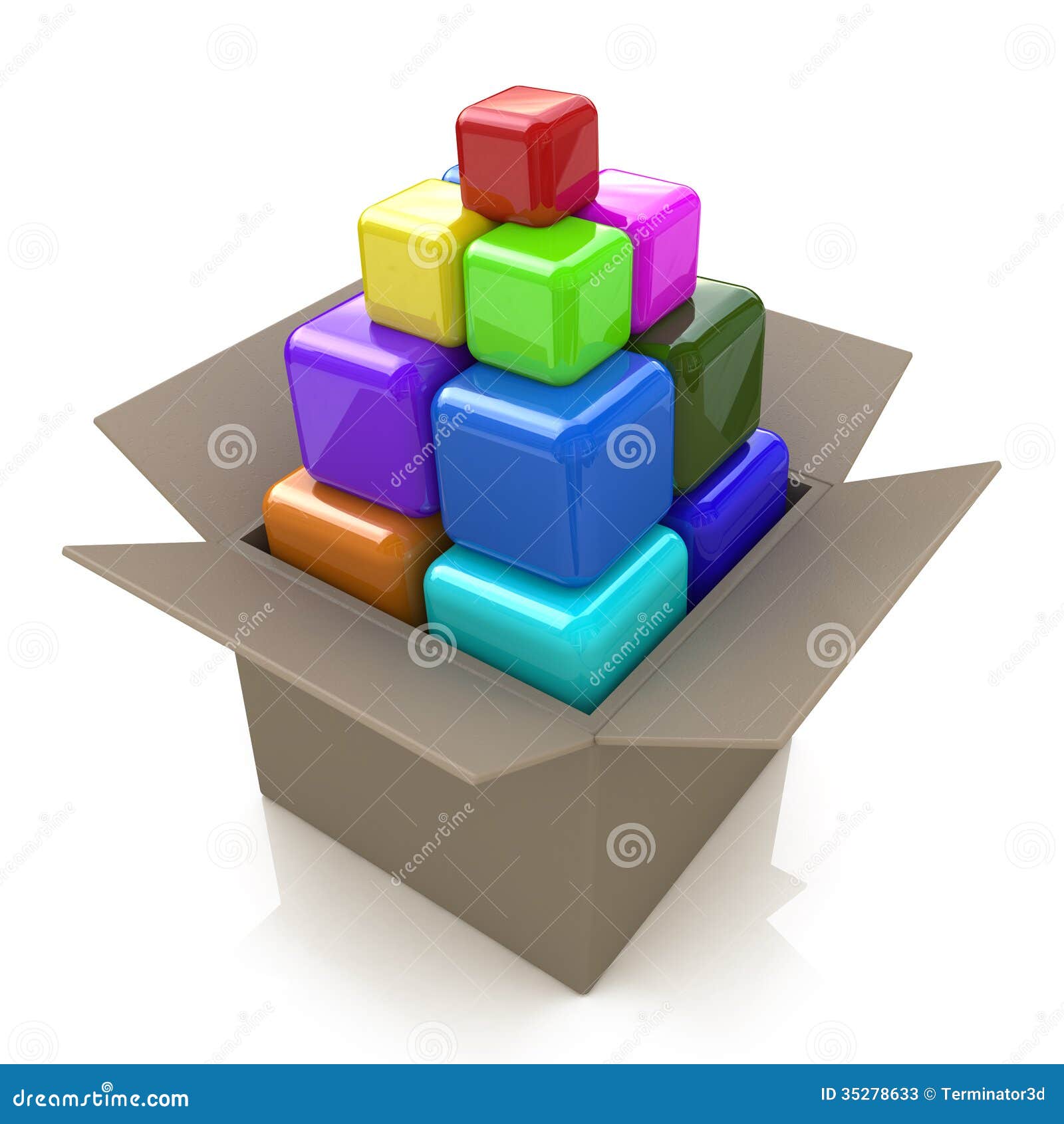 Box with cubes stock illustration. Illustration of modern - 35278633