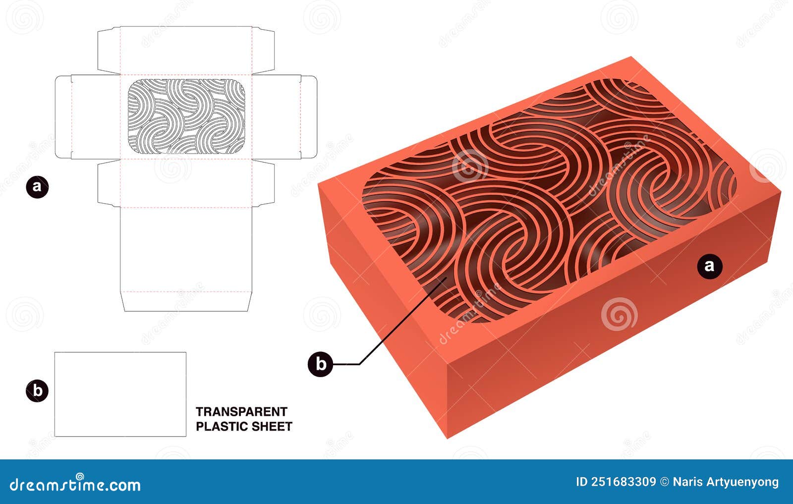 Box and Curved Pattern Window with Transparent Plastic Sheet Die Cut ...