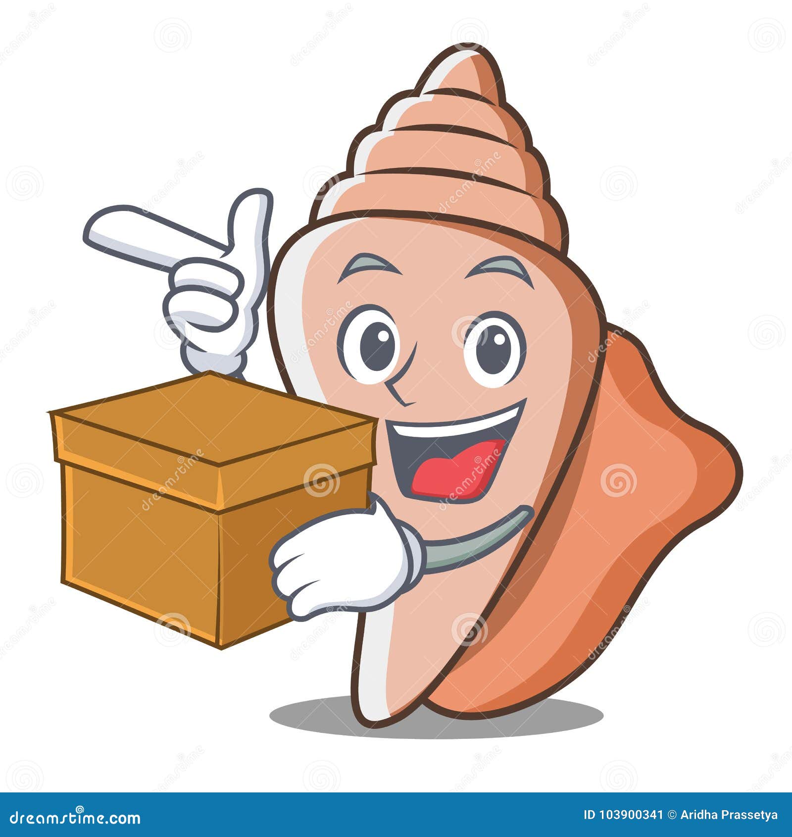 With Box Cute Shell Character Cartoon Stock Vector - Illustration of ...