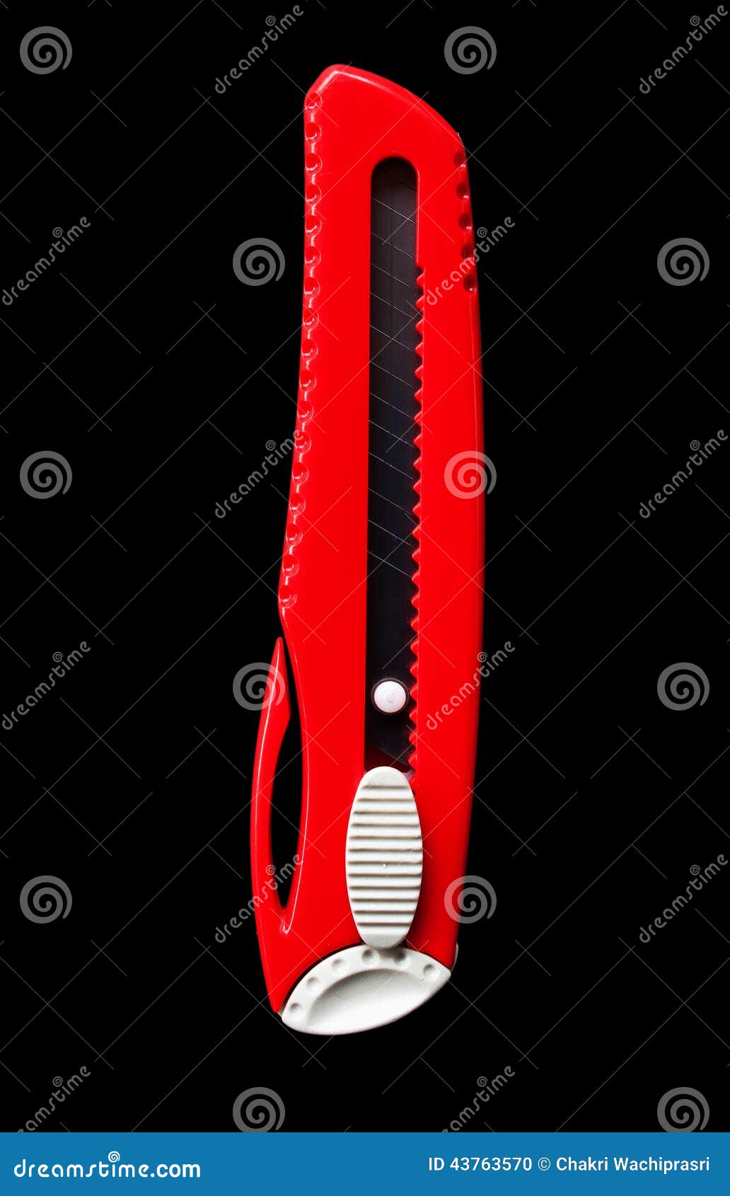 Box Cutter. Office Knife on Black Background Isolated Stock Photo ...