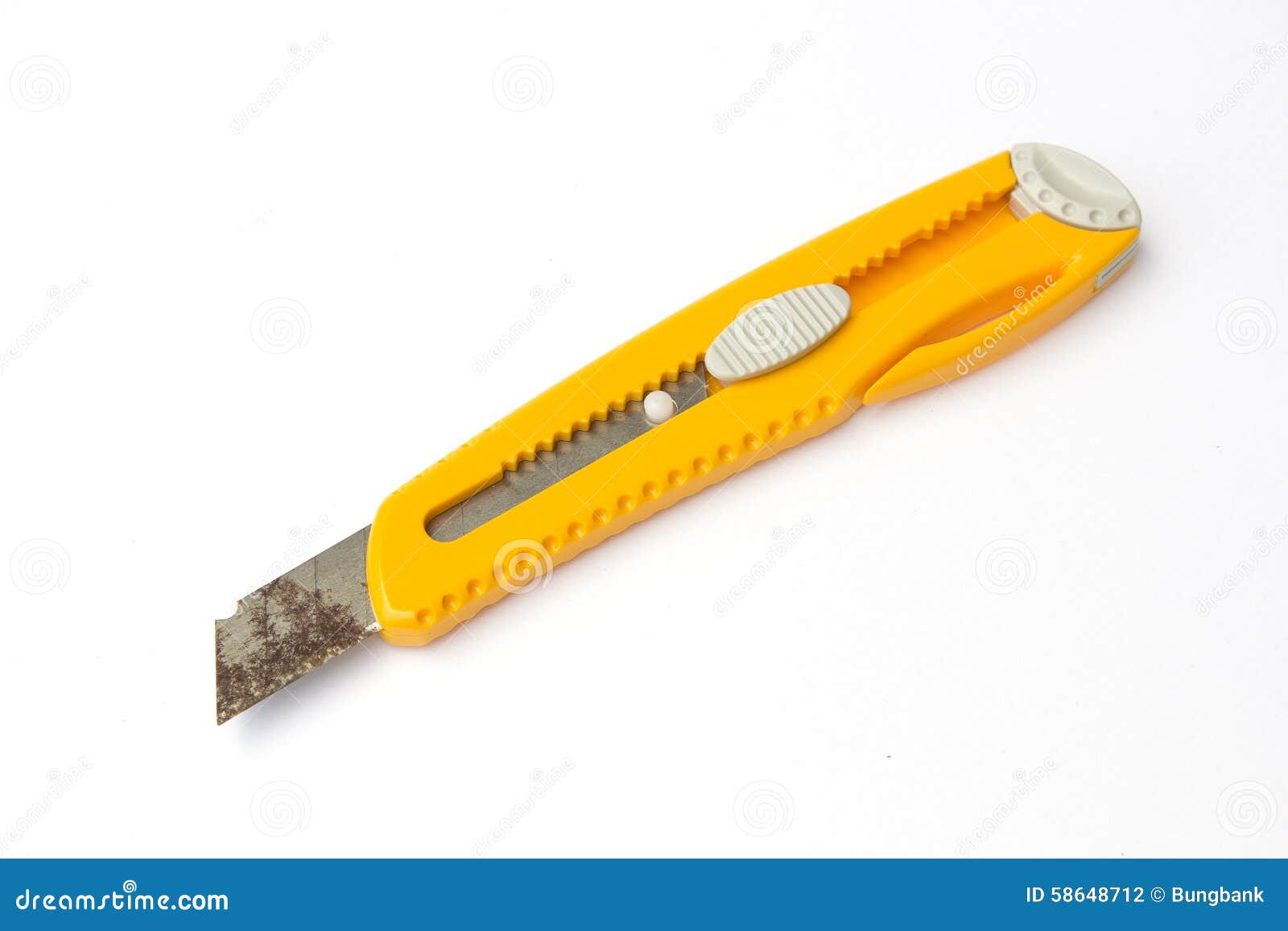 A Box Cutter Which Has Rusty Blade Isolated on a White Background Stock ...