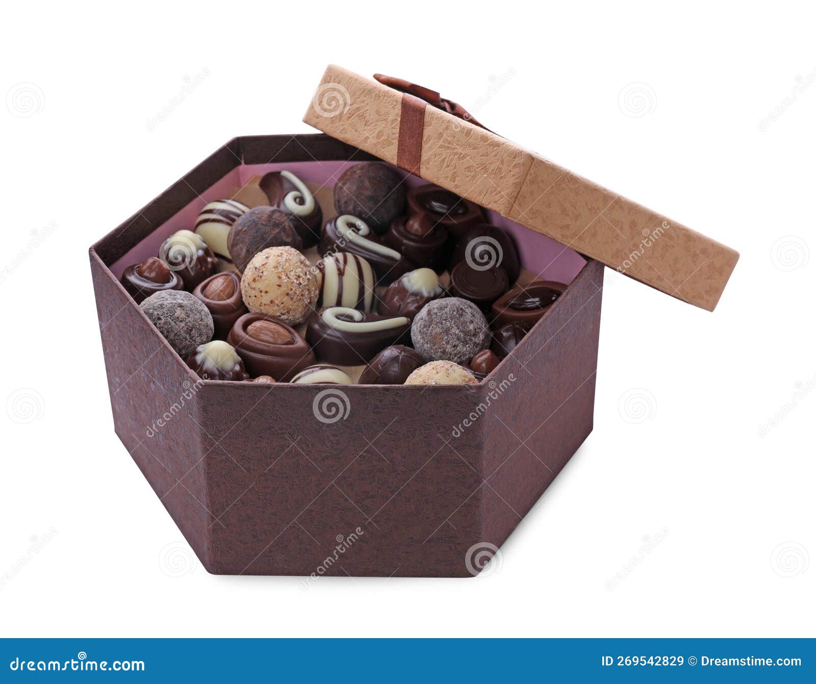 Box of Delicious Chocolate Candies Isolated on White Stock Image ...