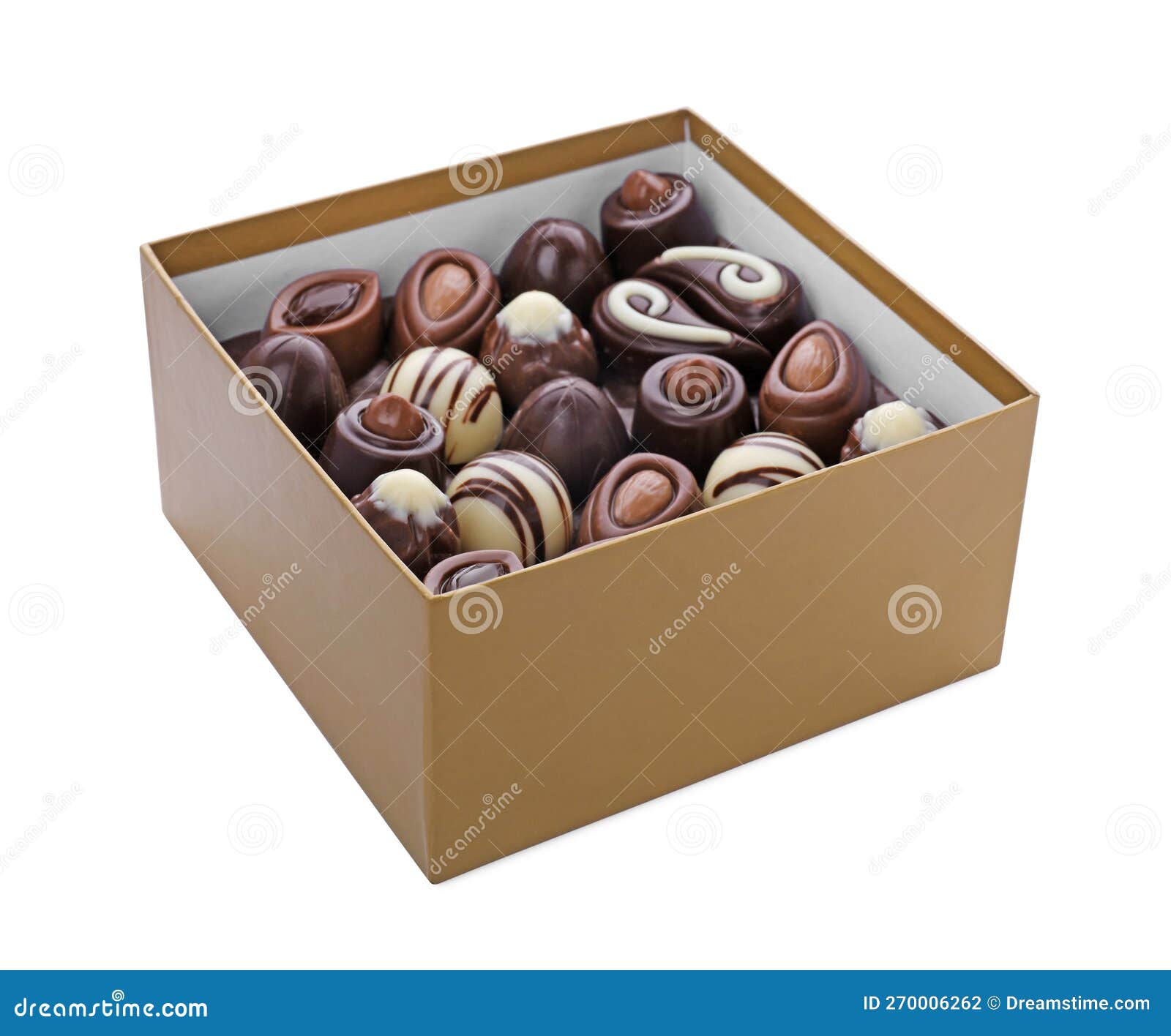 Box of Delicious Chocolate Candies Isolated on White Stock Photo ...