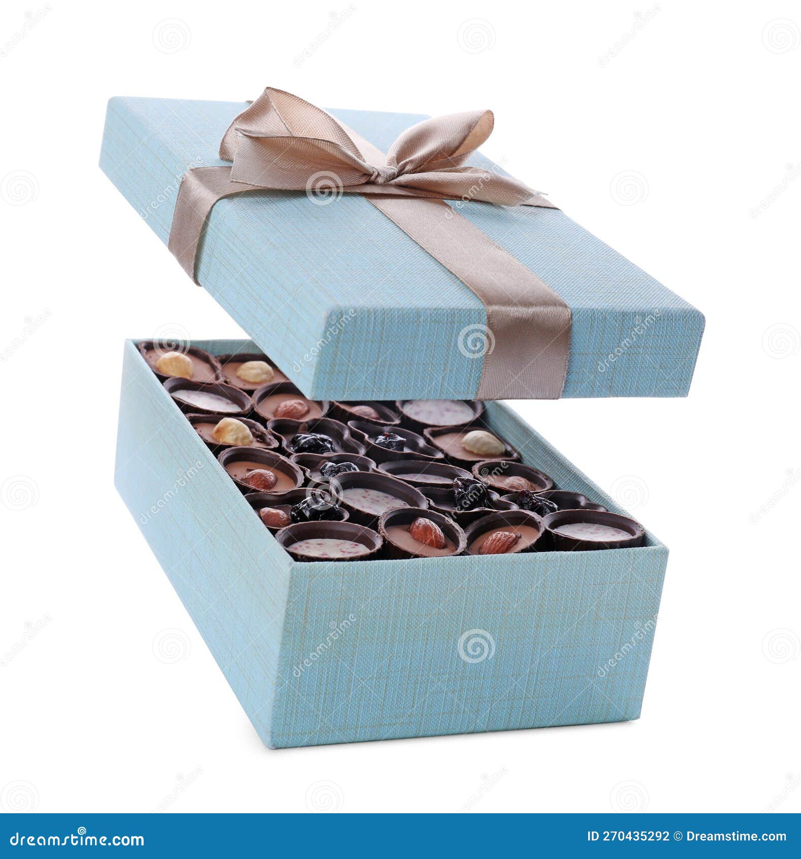 Box of Delicious Chocolate Candies Isolated on White Stock Photo ...