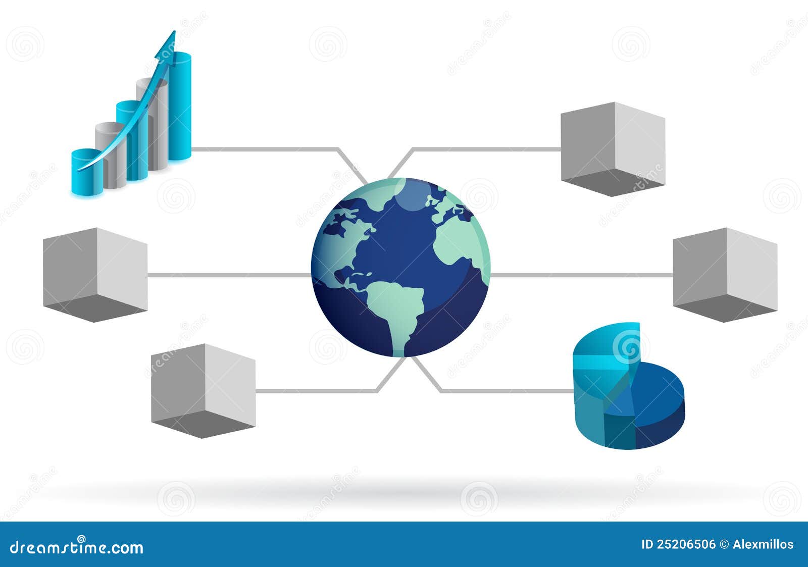 Box Diagram Illustration Design Stock Vector - Illustration of globe ...