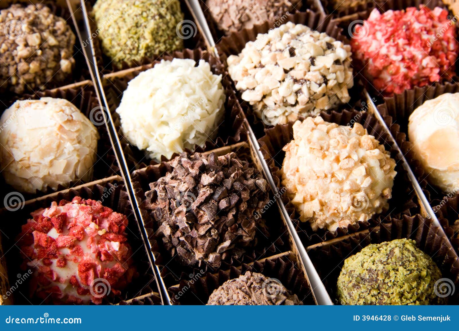 Box of Different Luxury Handmade Chocolates Stock Photo - Image of ...