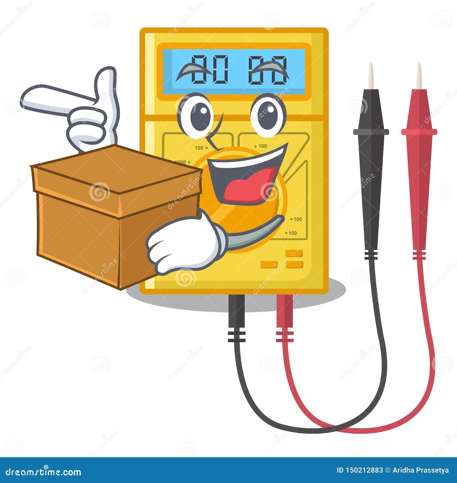With Box Digital Multimeter Isolated with the Character Stock Vector ...