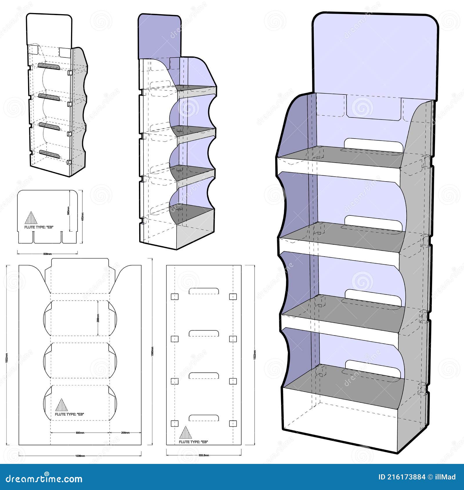 Sop Display Floor Stand Vector Mockup. Information Panel With Tabbed ...